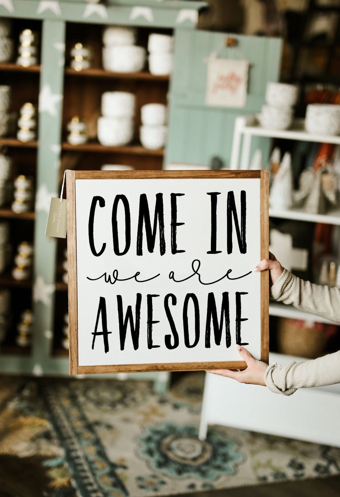 Come in We Are Awesome Framed Wood Sign Housewarming Gift - Etsy