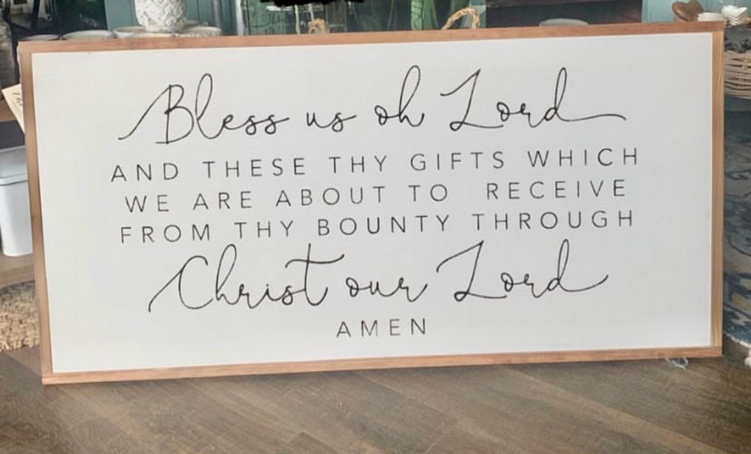 Bless Us Oh Lord and These Thy Gifts Framed Wood Sign Kitchen Decor ...
