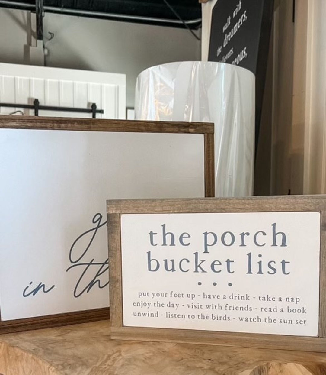 The Porch Bucket List Framed Wood Sign Porch Sign Front Porch Decor - Etsy