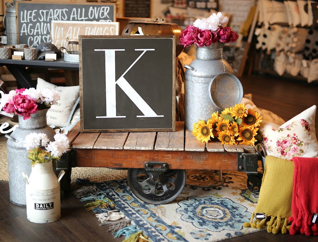 Initial Letter Framed Wood Sign Kids Room Decor Housewarming Gift ...