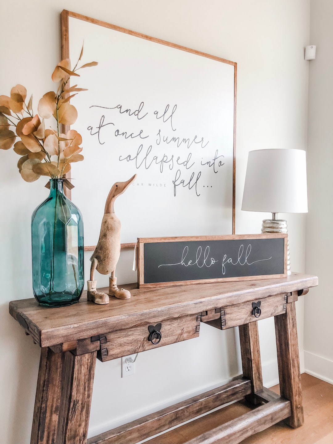Hello Fall Framed Wood Sign Fall Decor Entryway Decor - Etsy