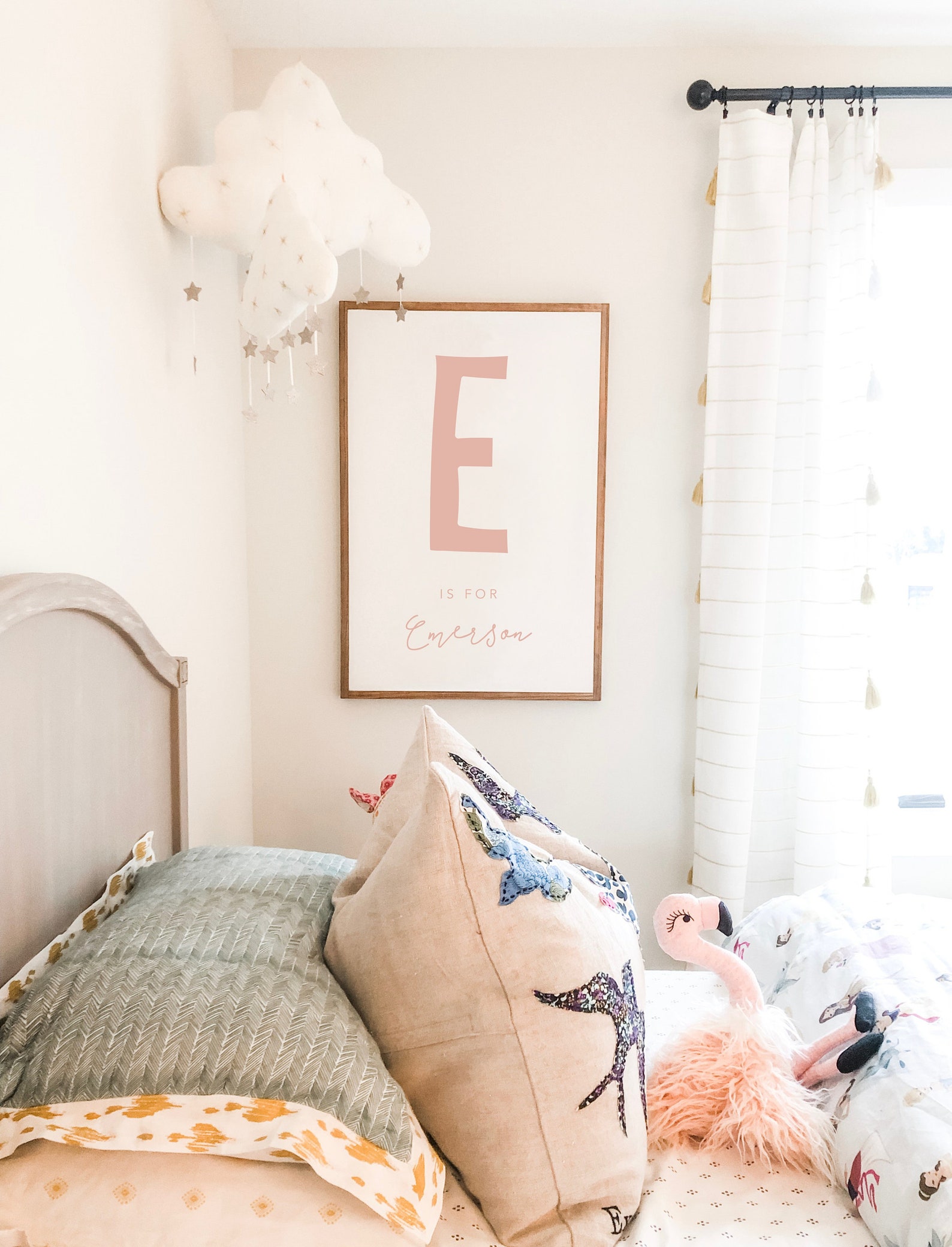 Custom Kids Name Framed Wood Sign Children Monogram Nursery - Etsy