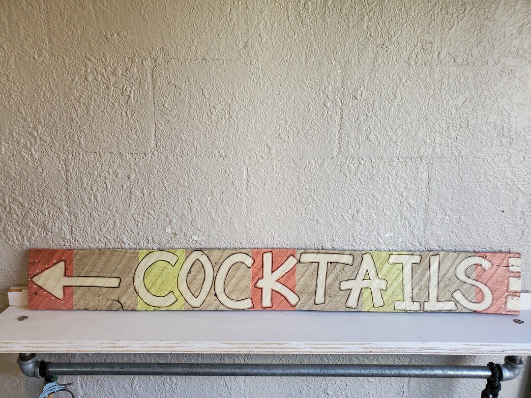 Rustic Cocktails Sign on Pallet Wood Hand Painted, 44inx5.in Distressed ...