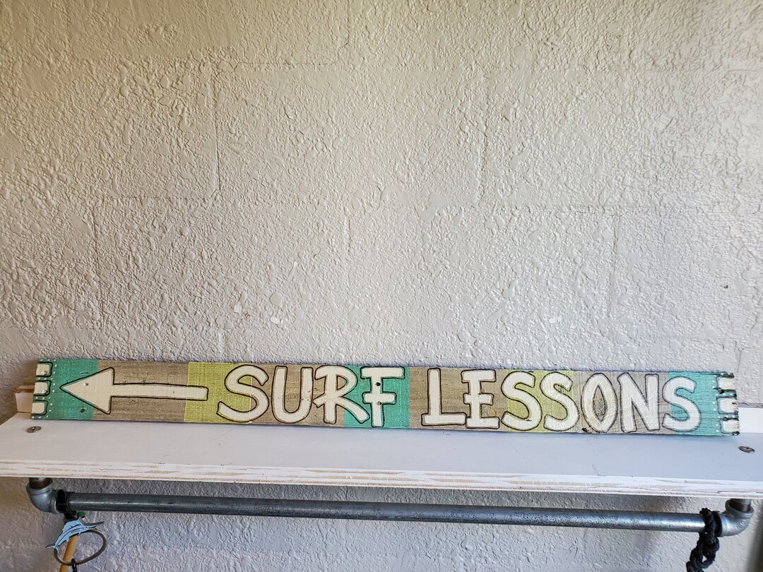 Rustic Surf Lessons Sign on Pallet Wood Hand Painted - Etsy