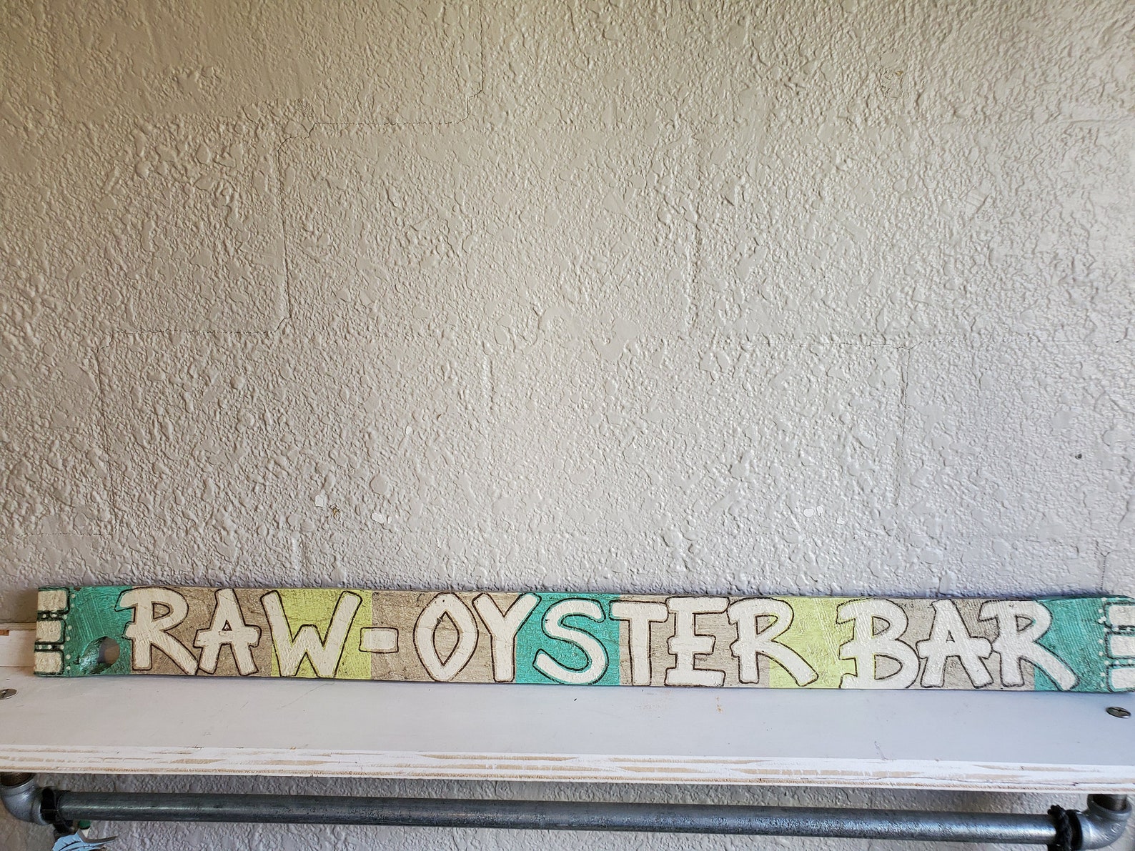 Rustic Raw Oyster Bar Sign on Pallet Wood Hand Painted, 43.75inx3.5in ...