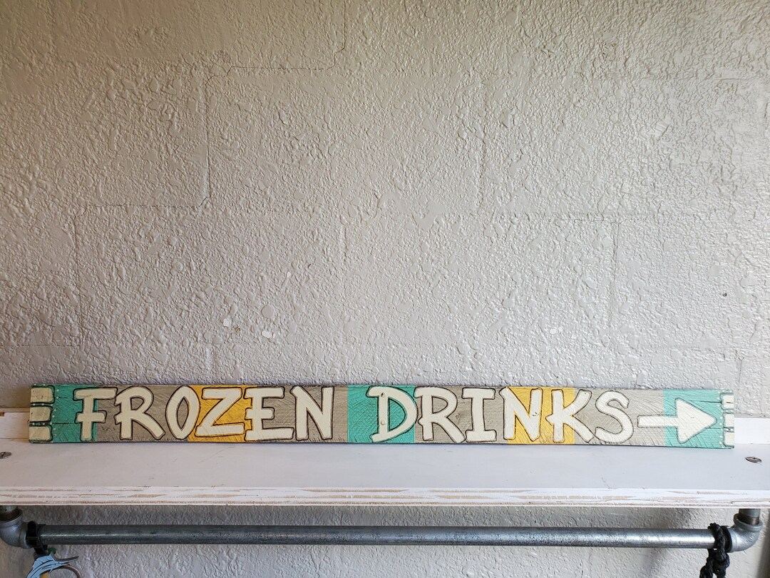 Rustic - Frozen Drinks - Sign on Pallet Wood - Hand Painted, 42inx3.5in ...