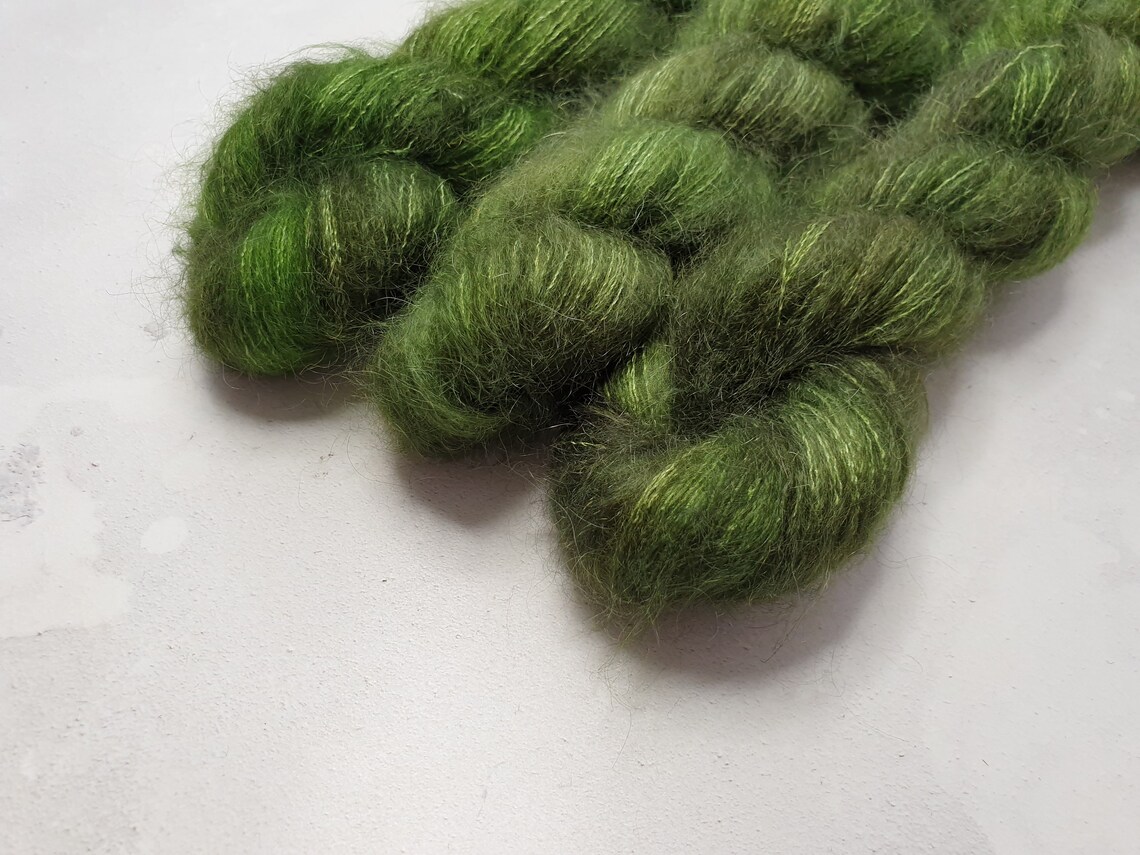 Kid Mohair Silk Yarn Lace Weight 50g MOSS GREEN - Etsy