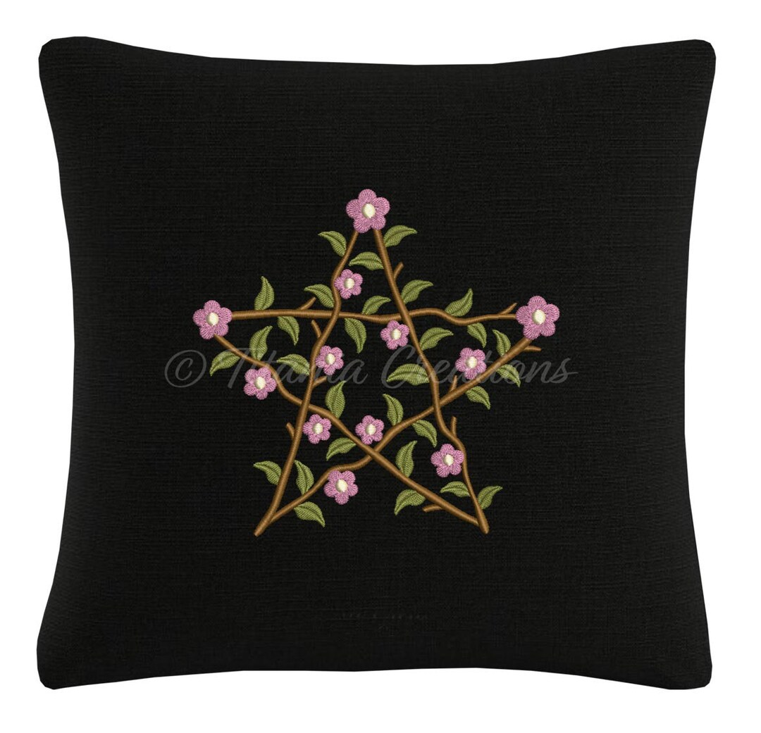 Floral Pentagram Pagan Machine Embroidery Design for 4x4 5x5 6x6 8x8 ...