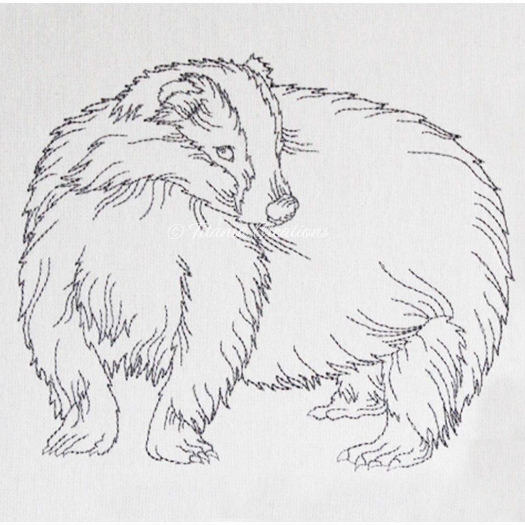 Linework Badger Machine Embroidery Design Pattern Three Sizes Included ...