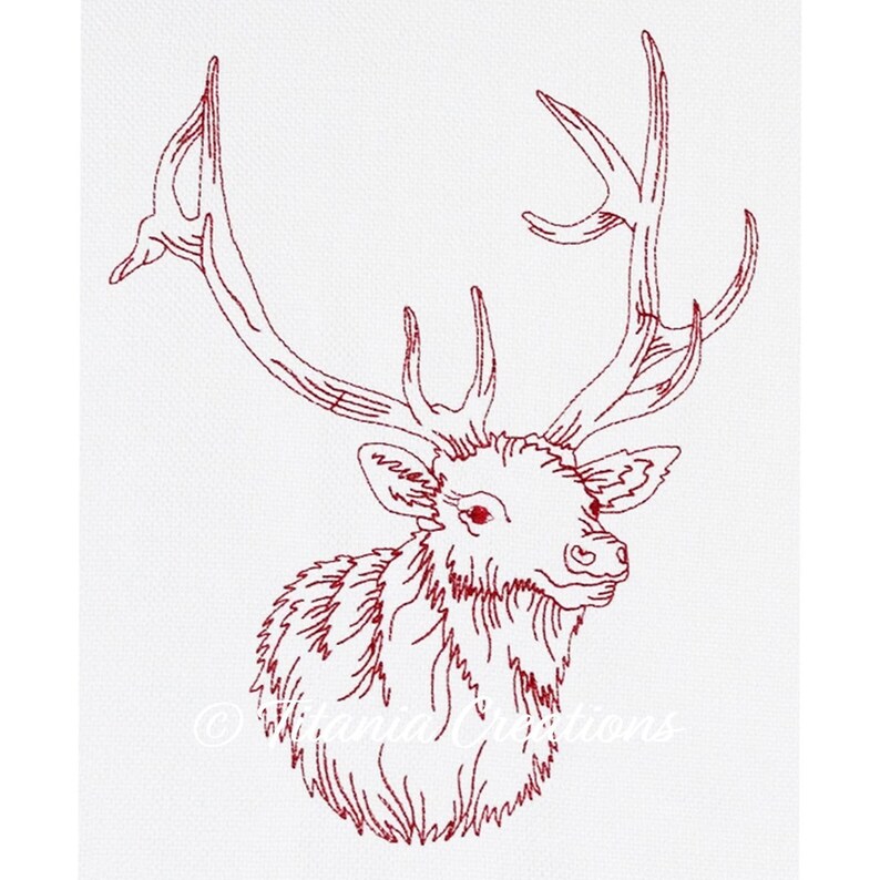 Stag Head Line Work Machine Embroidery Design Pattern (digital Download ...
