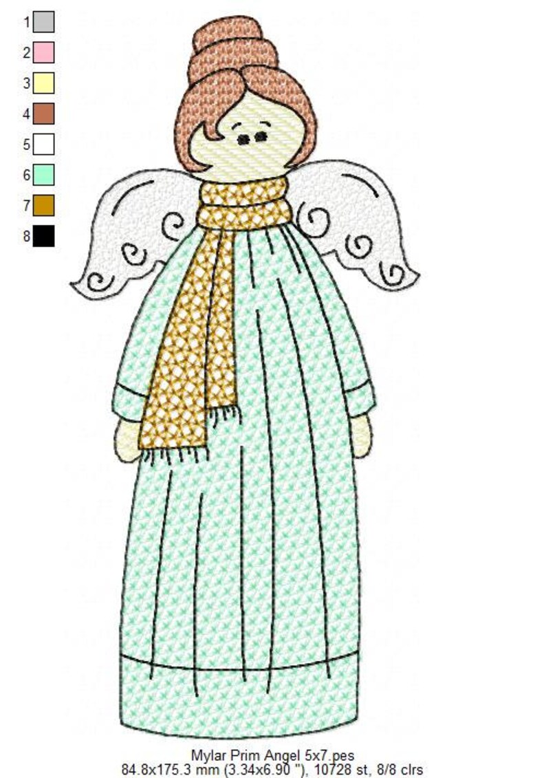 Mylar Primitive Angel Machine Embroidery Design Pattern 5x7 | Etsy