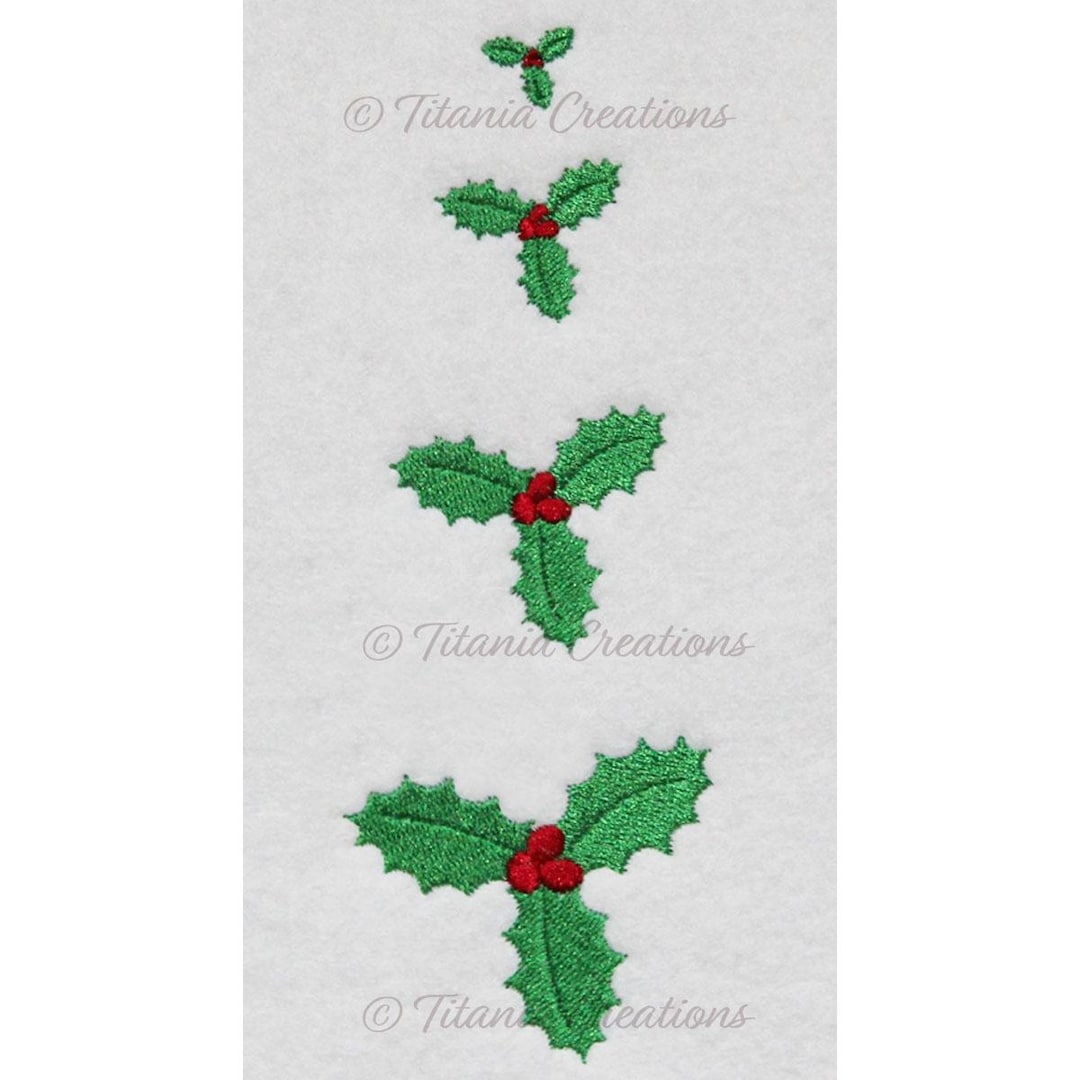 Mini Holly Machine Embroidery Design Pattern Four Sizes Included by ...