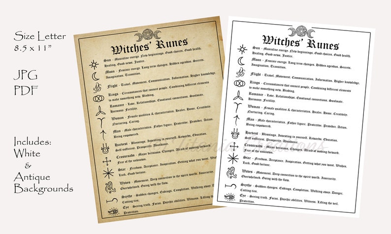 The Witches Runes Printable Pages. Witchcraft. Book of - Etsy