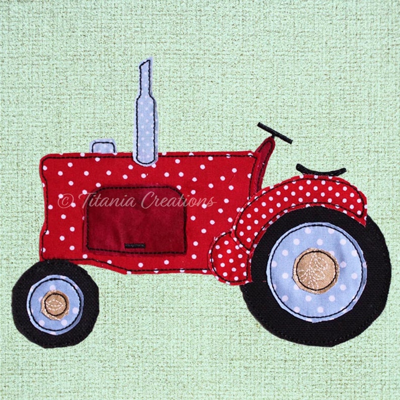 Raw Edge Applique Tractor Machine Embroidery Design Pattern - Etsy