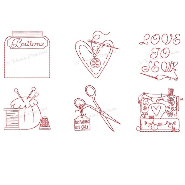Redwork Embroidery - Etsy