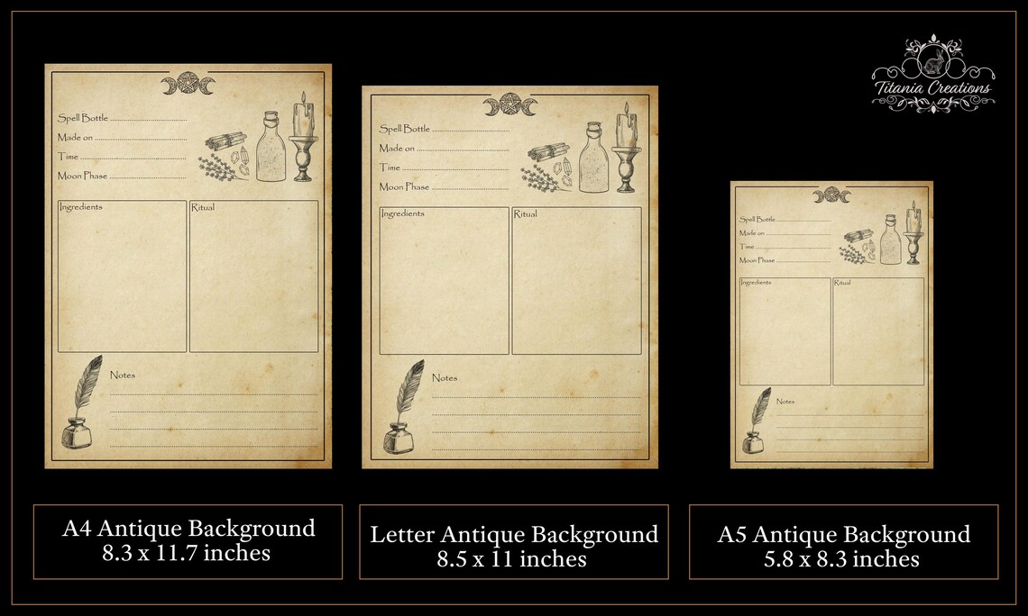 Spell Bottle Template Printable Pages. Witchcraft. Book of Shadows ...