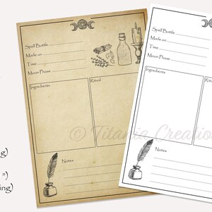 Spell Bottle Template Printable Pages. Witchcraft. Book of Shadows ...