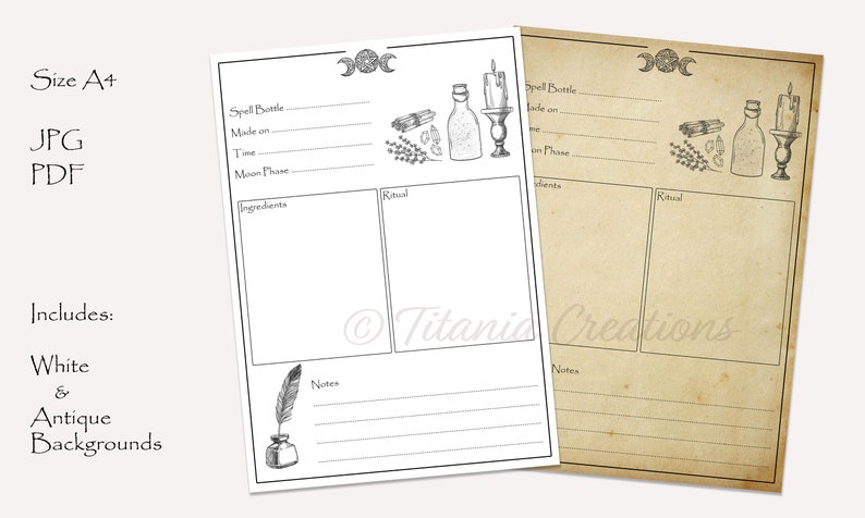 Spell Bottle Template Printable Pages. Witchcraft. Book of - Etsy