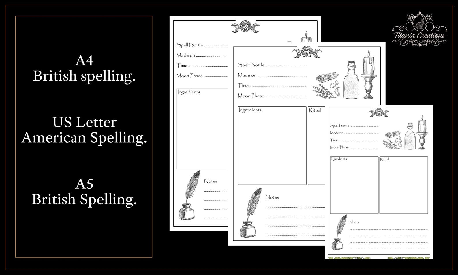 Spell Bottle Template Printable Pages. Witchcraft. Book of Shadows ...