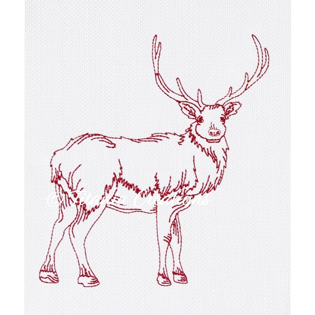 Line Work Stag Machine Embroidery Design Pattern Three Sizes Included ...