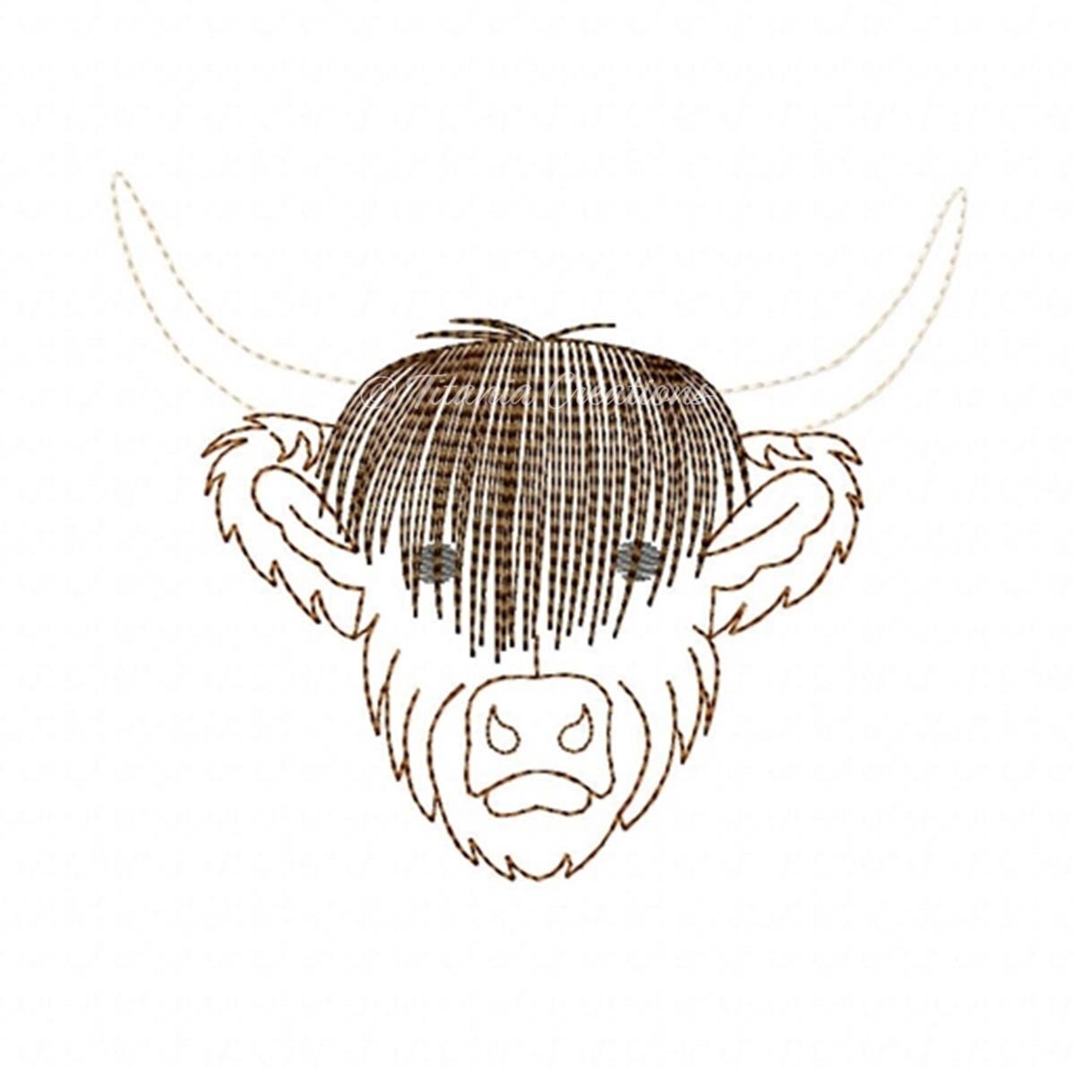 Line Work Highland Cow Machine Embroidery Design Pattern Three - Etsy
