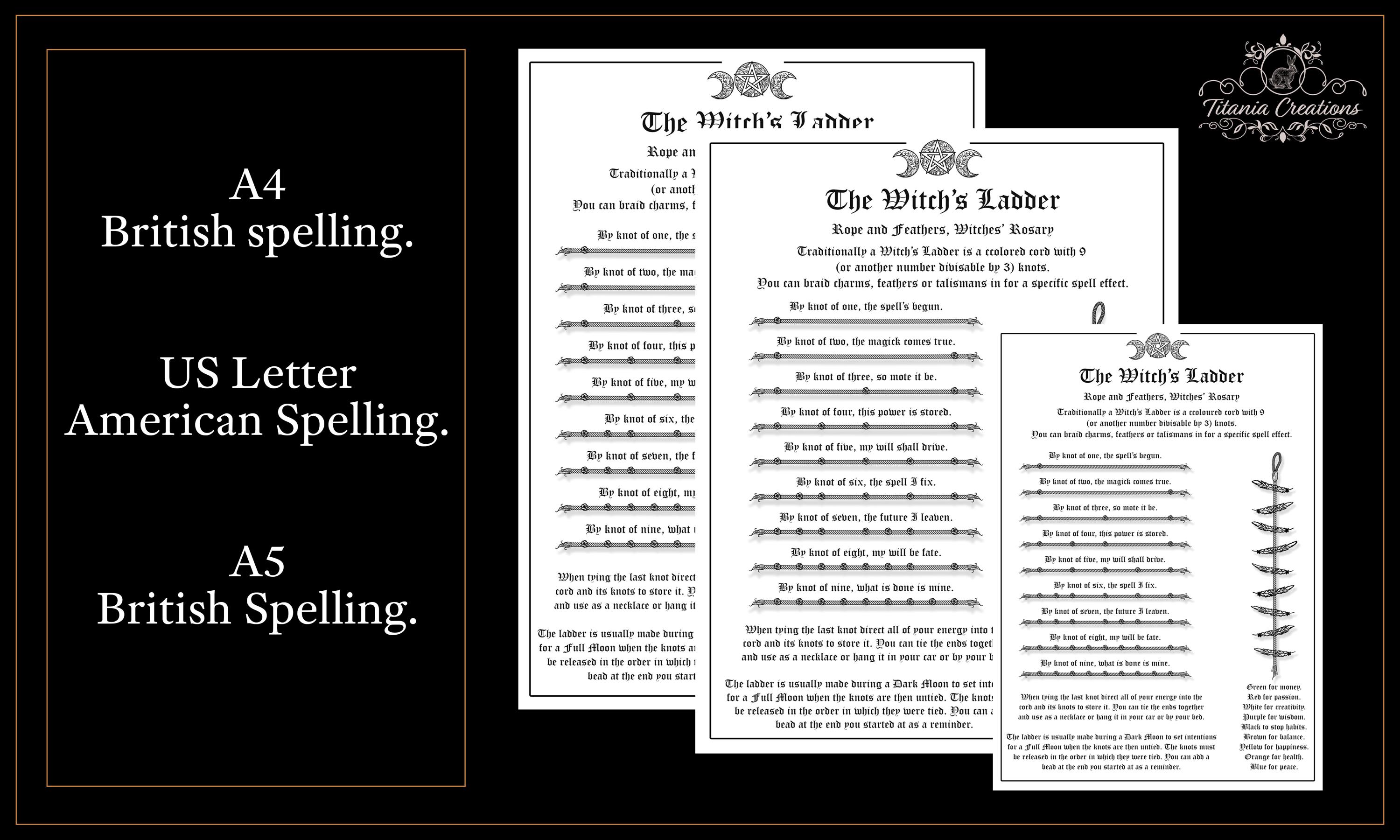The Witch's Ladder Printable Pages. Witchcraft. Book of Shadows ...