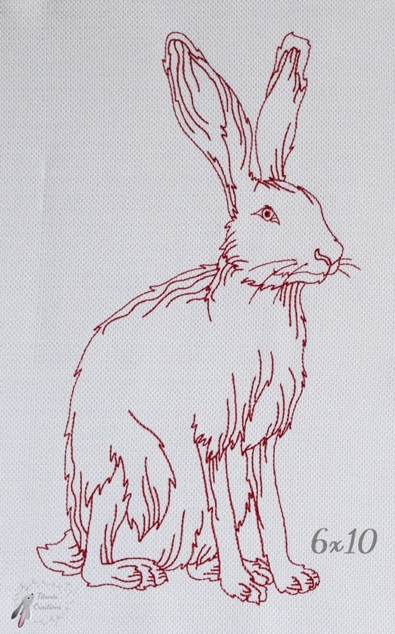 Line Work Sitting Hare Machine Embroidery Design Pattern Three | Etsy