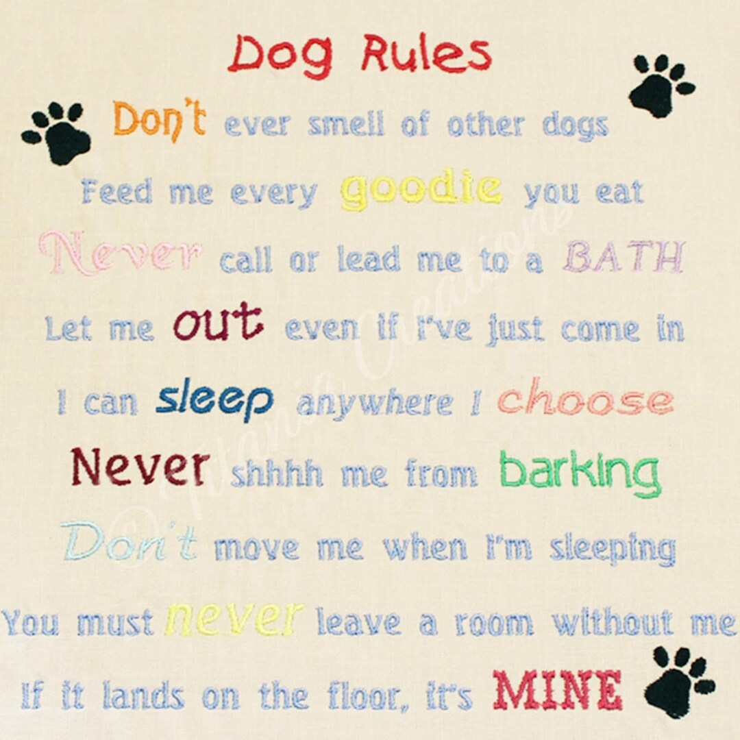 Dog Rules Machine Embroidery Design Pattern for 8x8 Hoops by Titania ...