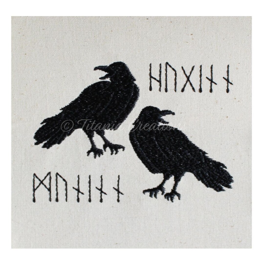 Huginn and Muninn Odins Ravens Pagan Machine Embroidery Designs for 4x4 ...