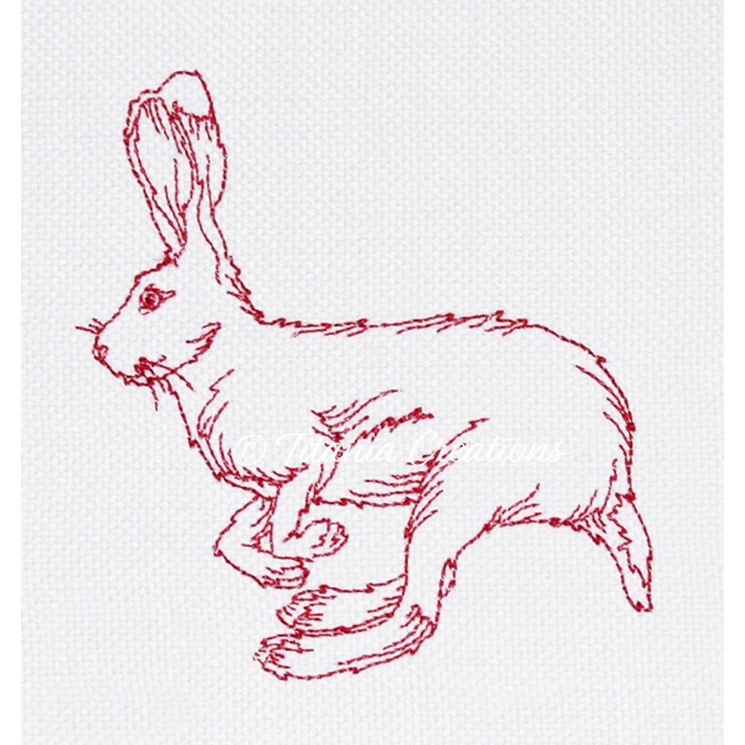 Line Work Running Hare Machine Embroidery Design Pattern Three Sizes ...