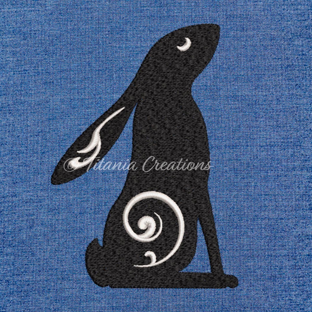 Moon Gazing Hare Pagan Machine Embroidery Design for 4x4 5x7 Hoop Sizes ...