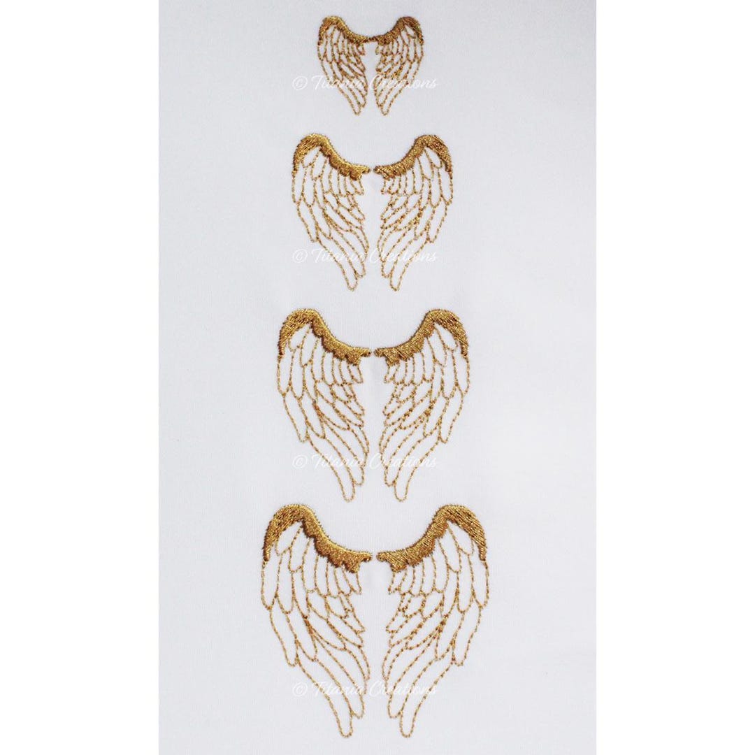 Mini Feathered Angel Wings Machine Embroidery Design (four Sizes ...