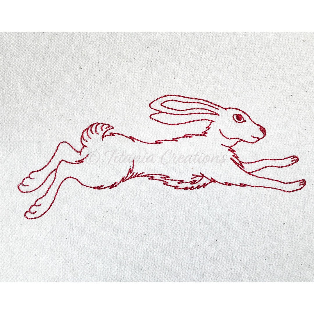 Line Work Leaping Hare Machine Embroidery Design Pattern Three Sizes ...