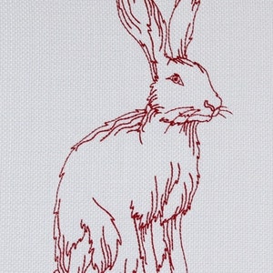 Line Work Sitting Hare Machine Embroidery Design Pattern Three | Etsy