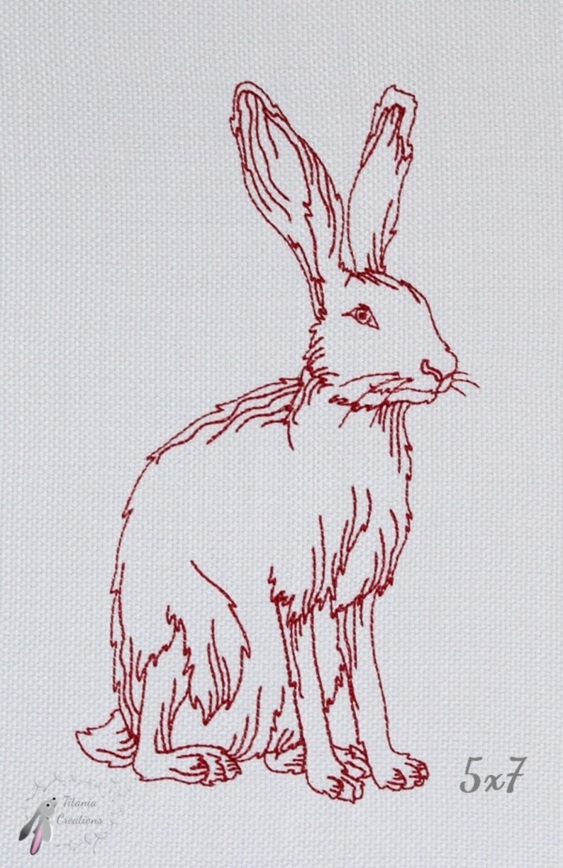 Line Work Sitting Hare Machine Embroidery Design Pattern Three | Etsy