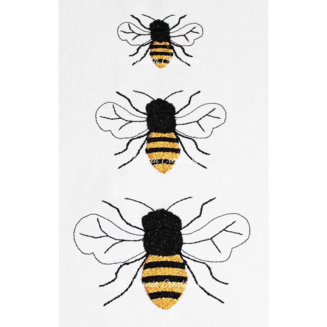 Miniature Bee Machine Embroidery Design Pattern Three Sizes Included by ...