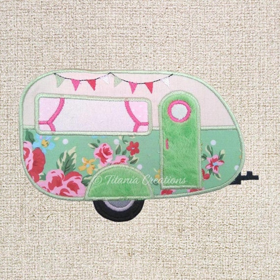 Applique Retro Caravan Machine Embroidery Design Pattern 5x7 | Etsy