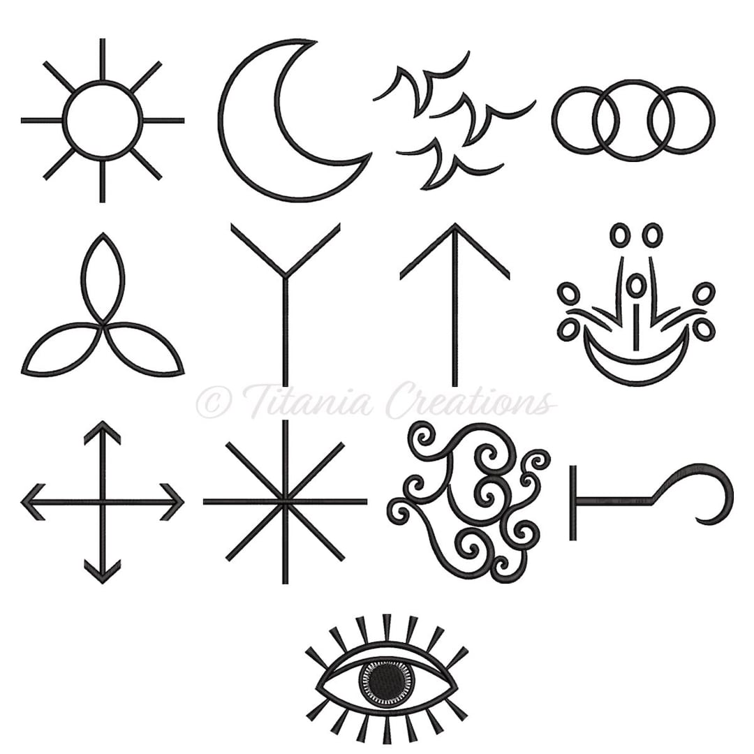 Witches Runes Pagan Machine Embroidery Designs. Set of 12 4x4 Designs ...
