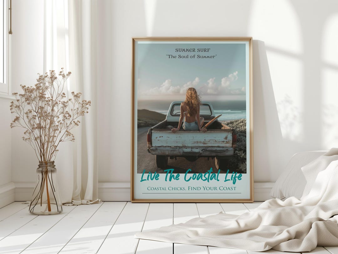 Coastal Life Poster, Coastal Chicks, Summer Surf, Vintage Surf Poster ...