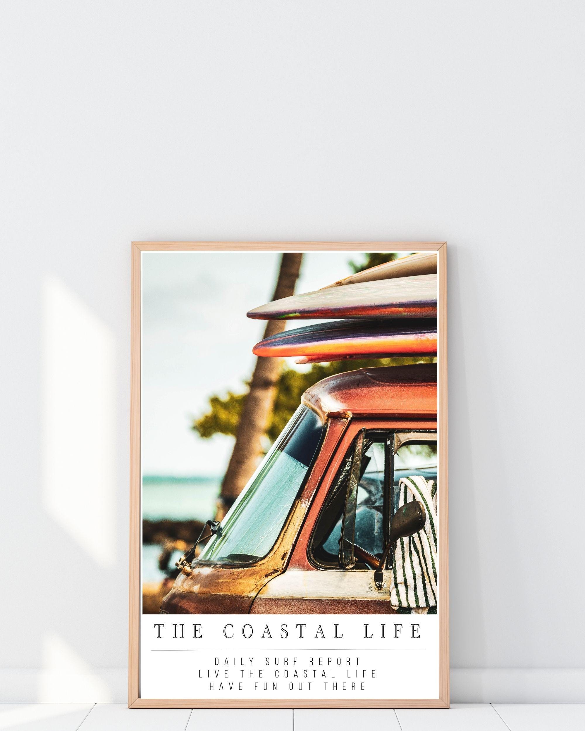 Vintage Surfing Van Poster, Retro Surfer Beach Art (digital Download ...