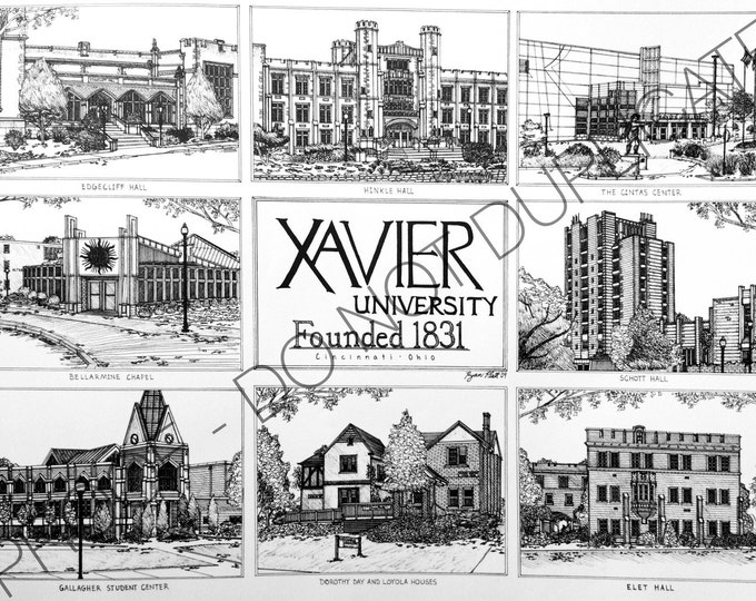 Xavier University Ink Drawing - Etsy