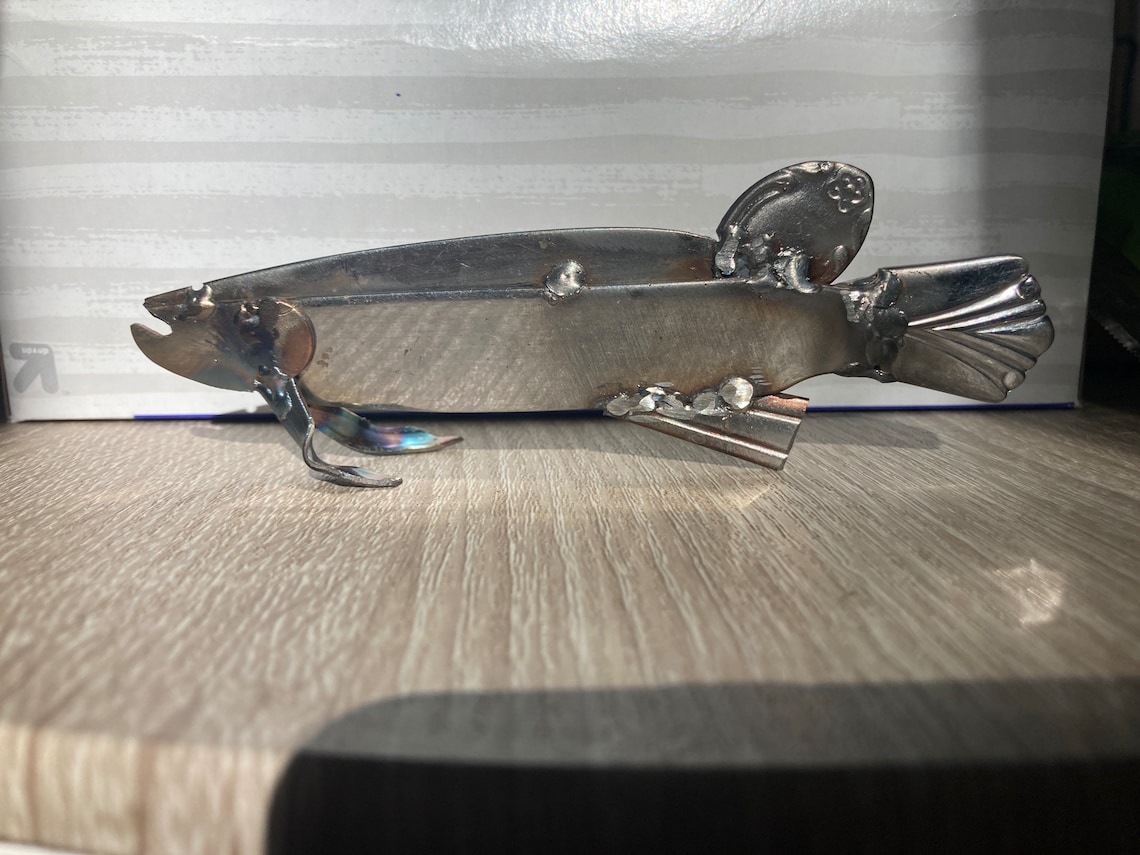 Gorgeous Steel Fish Table Art Saratoga Fish Made From Silverware Custom ...