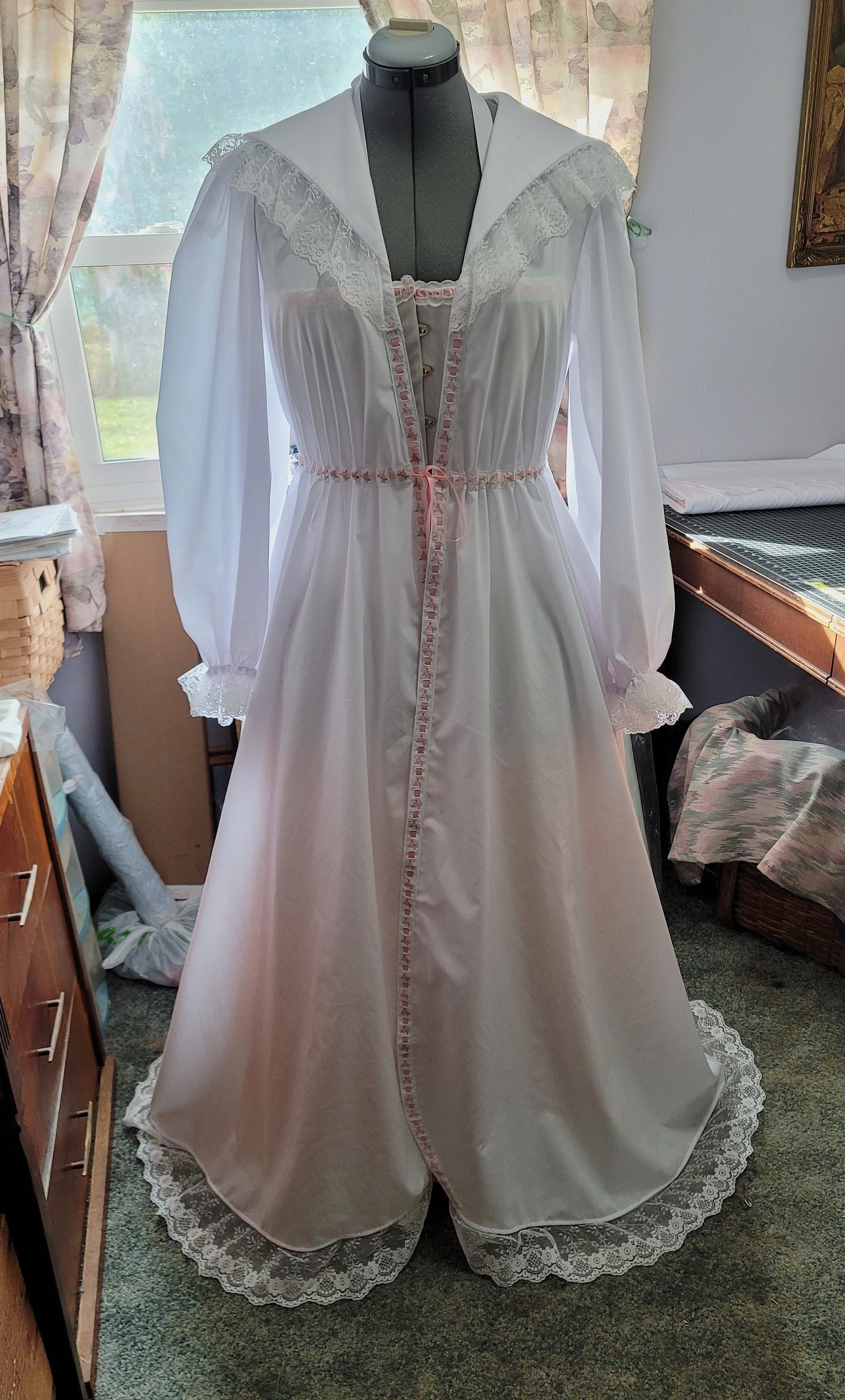 Victorian Nightgown Combination Robe and Floor Length Nightgown ...