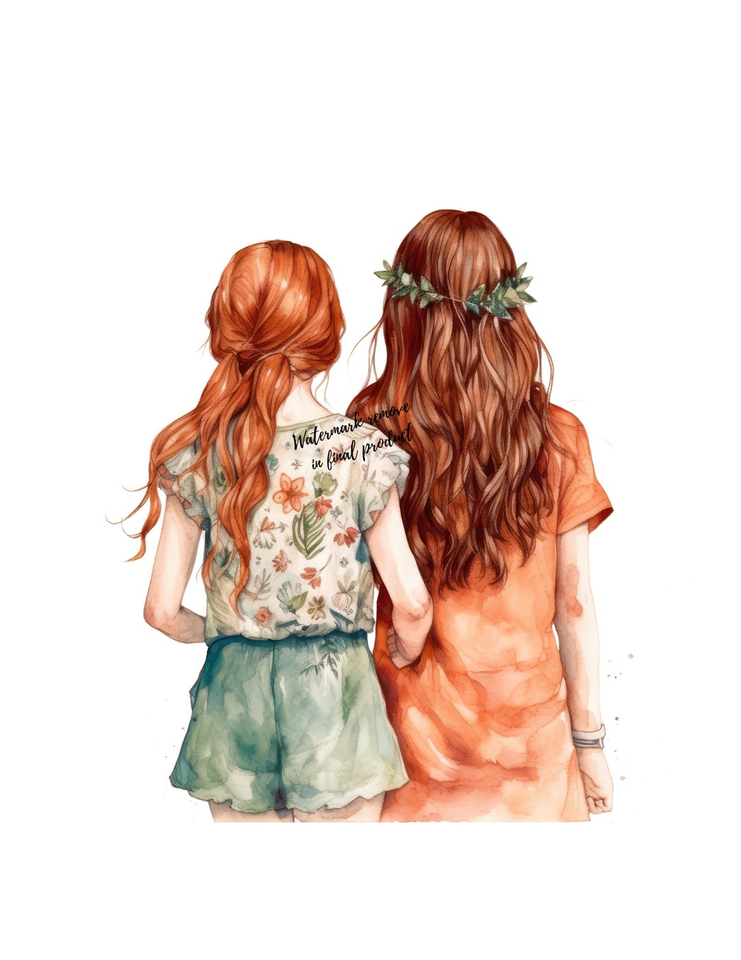 Print Two Girls Personalization Optional Matte Finish - Etsy