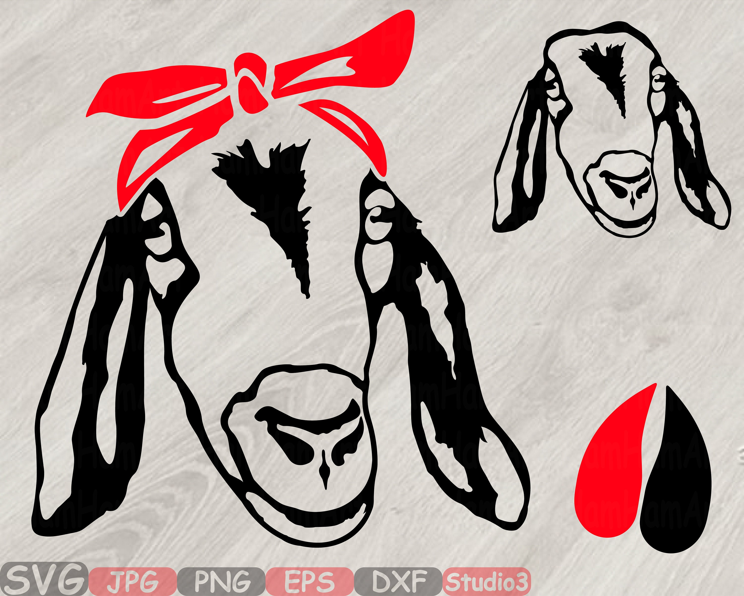 Goat Head whit Bandana Silhouette SVG Cutting Files Clip Art Studio3 ...