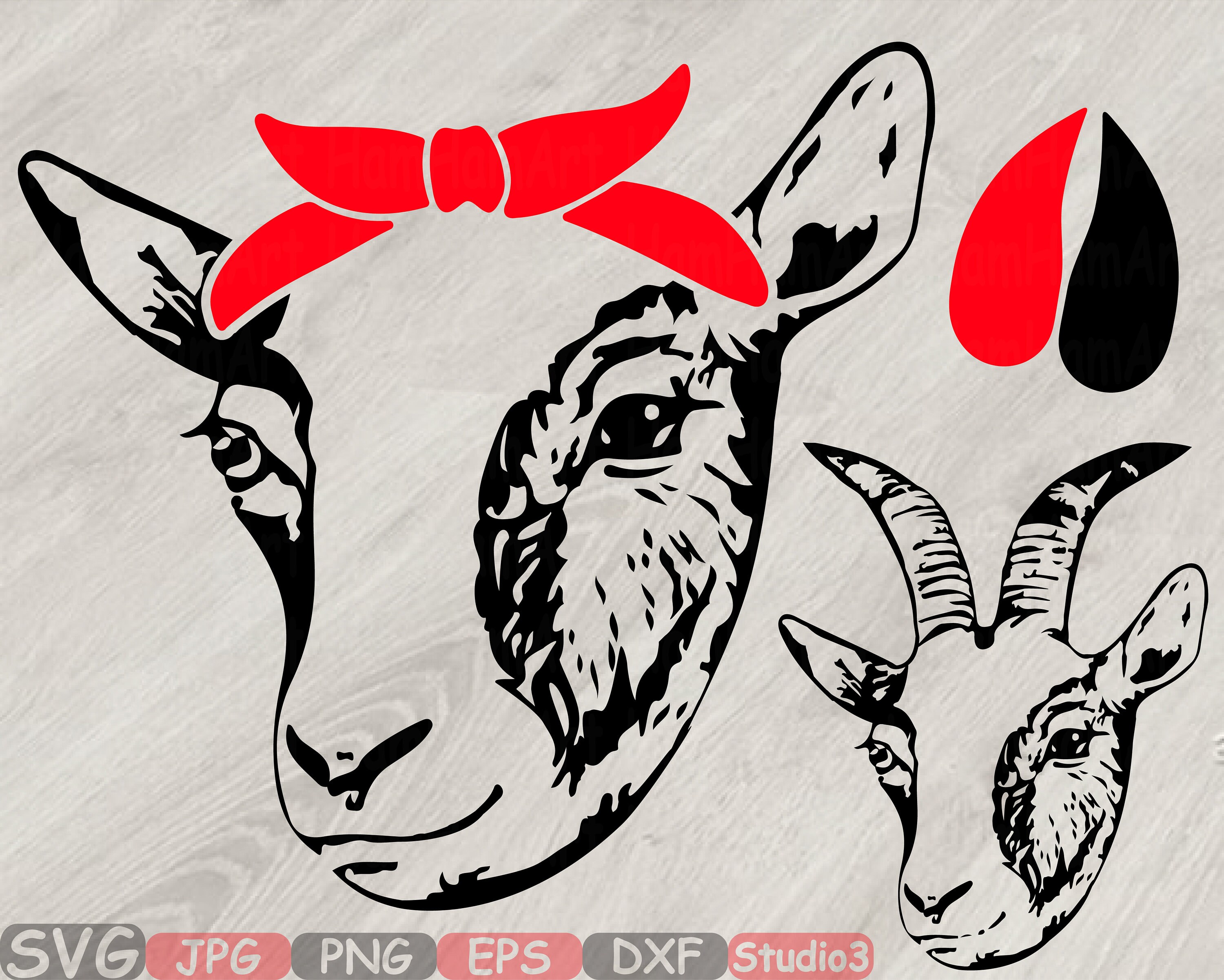 Goat Head whit Bandana Silhouette SVG Cutting Files Clip Art Studio3 ...