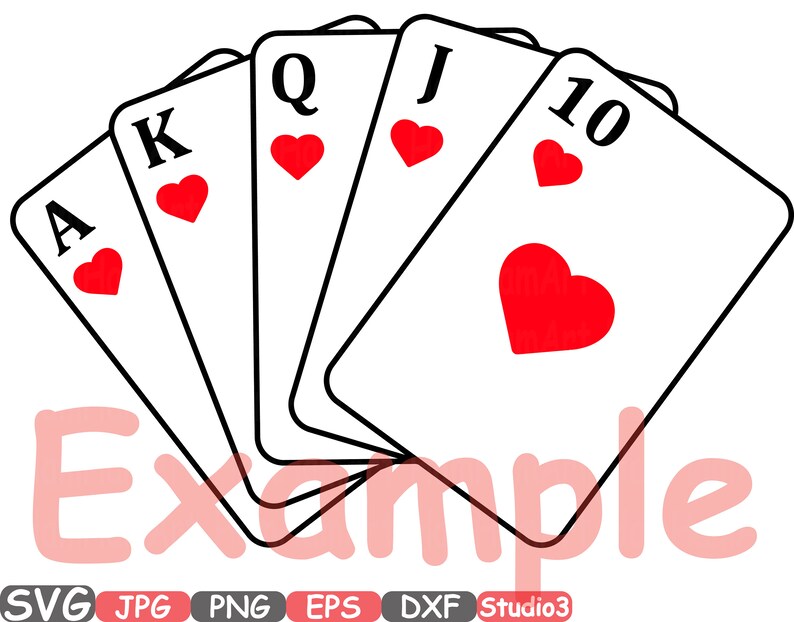 Poker Royal Flush Silhouette SVG Cutting Files Digital Clip | Etsy
