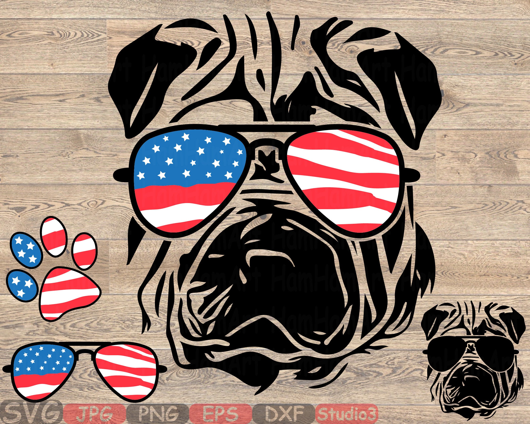 Yorkshire Terrier USA Flag Glasses US Silhouette SVG Cutting Files ...