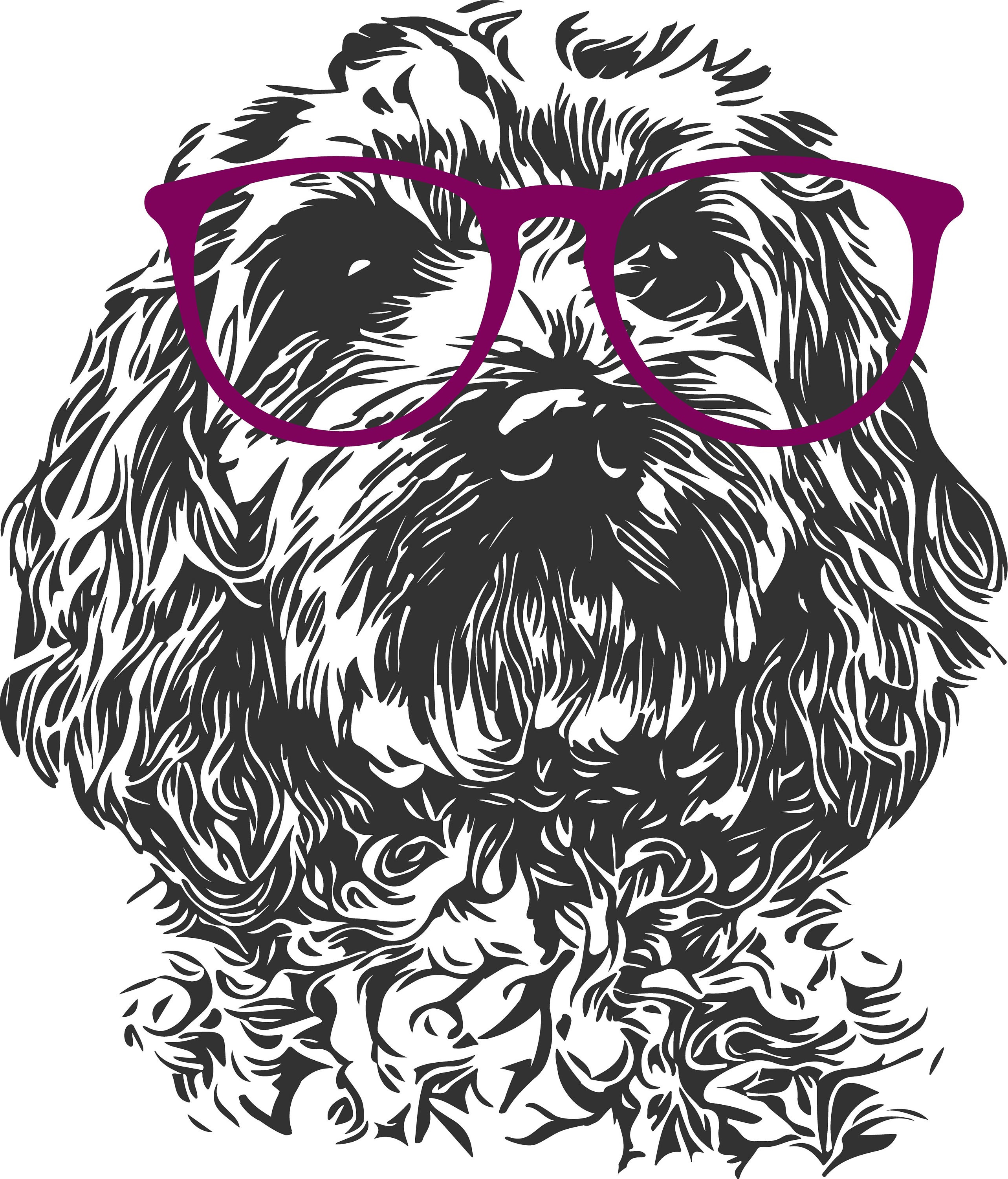 Cockapoo with glasses svg dog face head American ClipArt | Etsy