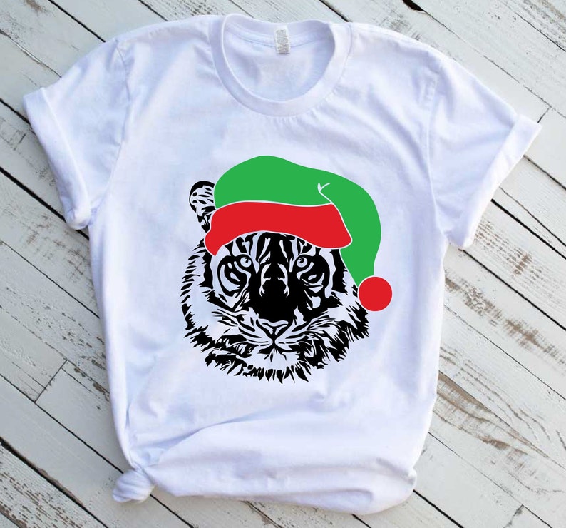 Tiger Whit Christmas Hat SVG Cutting Files Clip Art Cricut - Etsy